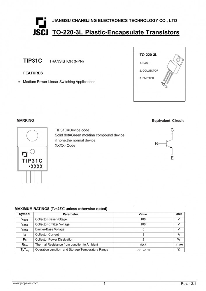 TIP31C datasheet page 1