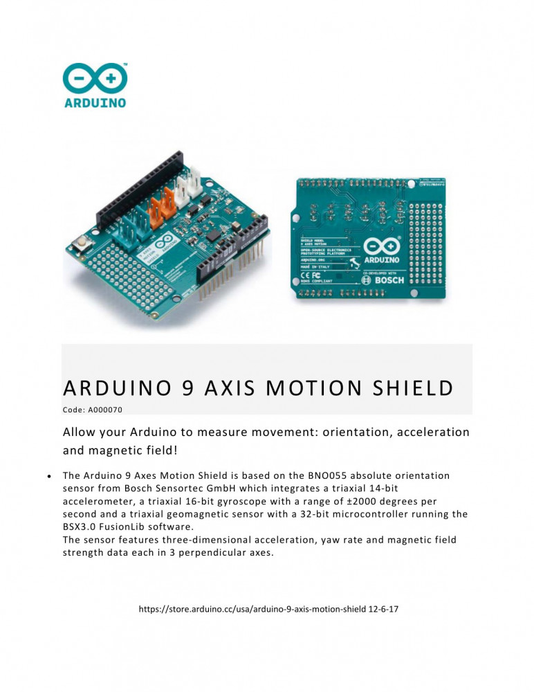 A000070 Arduino 9 Axes Motion Shield document preview