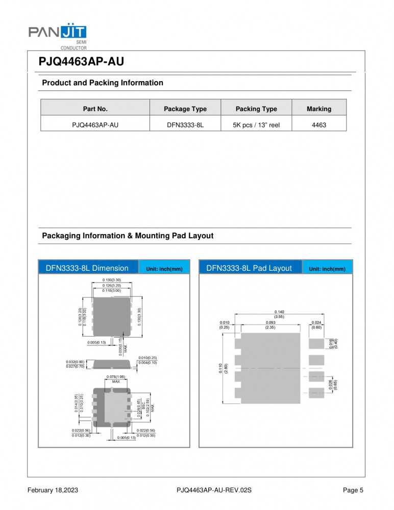 PJQ4463AP-AU datasheet page 5