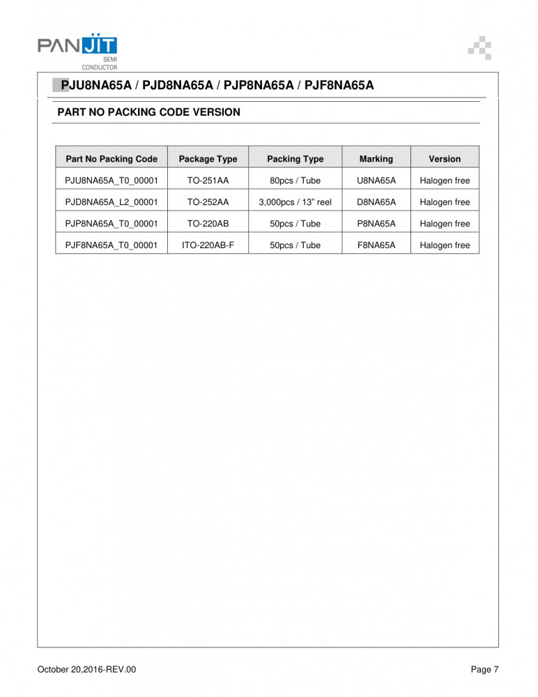 PANJIT PJD8NA65A datasheet page 7
