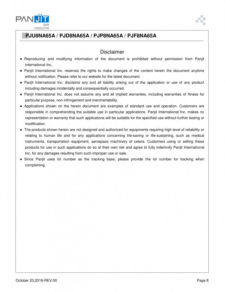 PANJIT PJD8NA65A datasheet page 8
