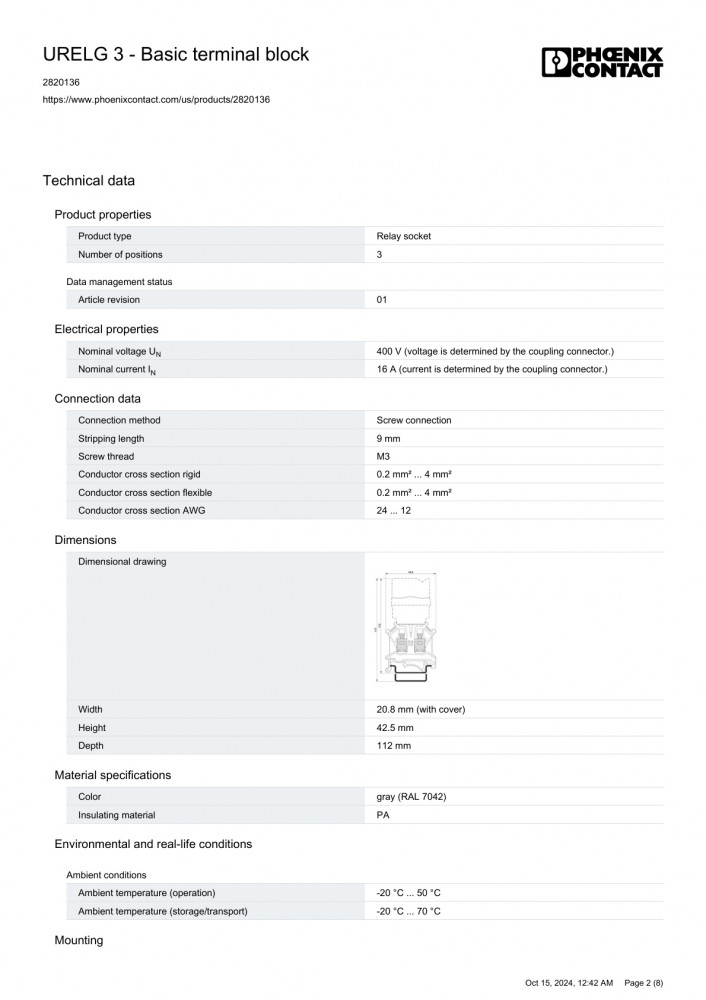 Phoenix Contact 2820136 technical document page 2