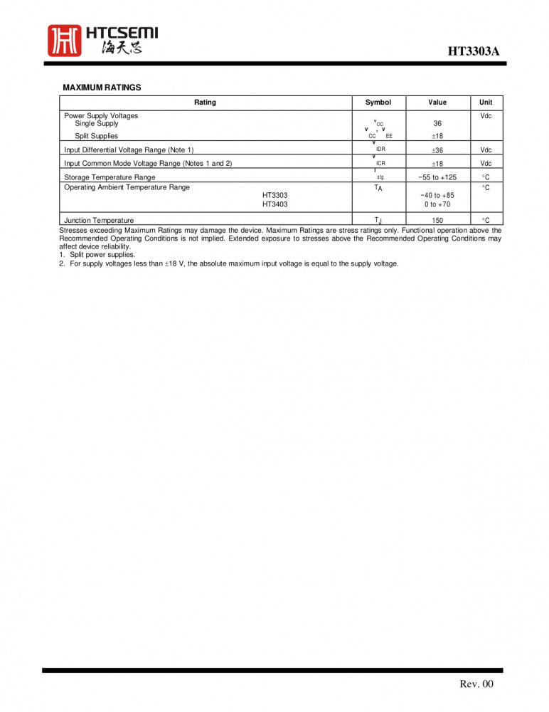 HT3303ARZ datasheet page 2
