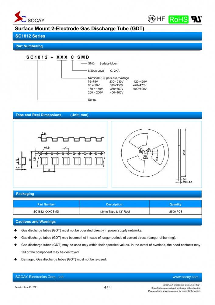 SC1812 series technical document page 4