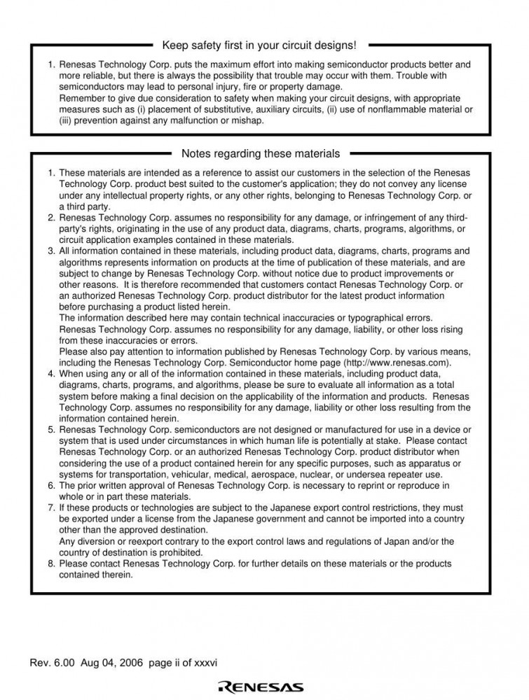 Renesas H8/3847R hardware manual page 2