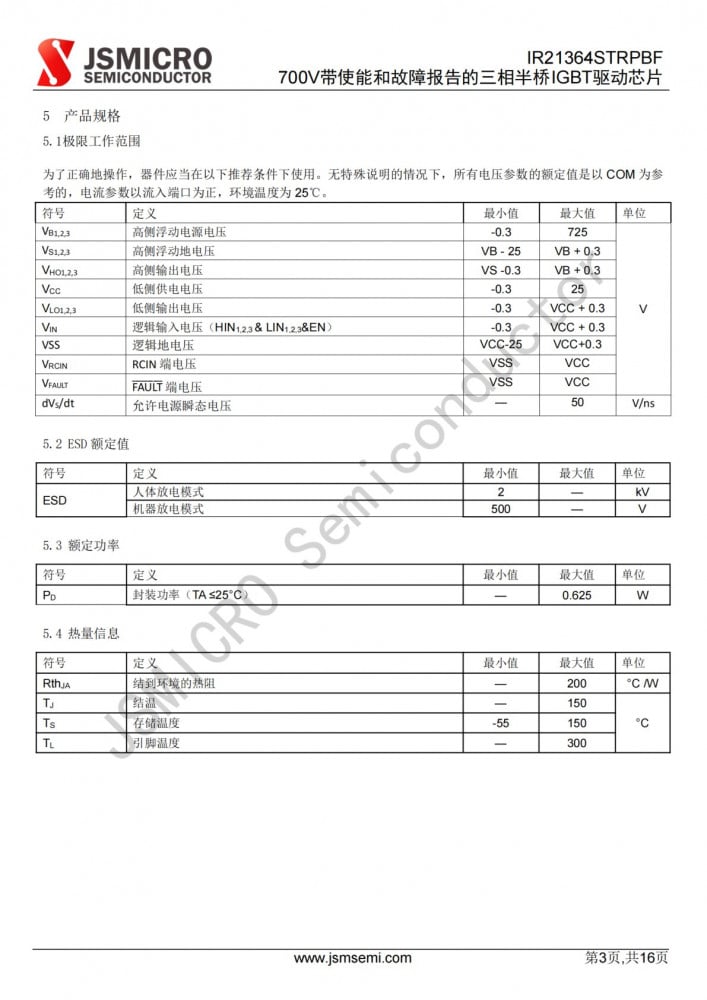 IR21364STRPBF-JSM datasheet page 3