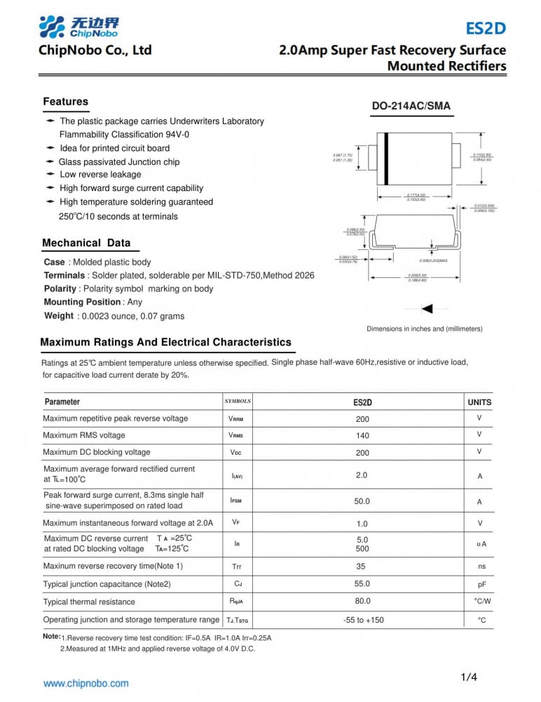 ES2D datasheet page 1