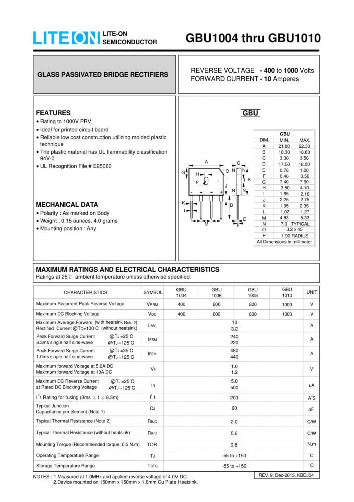 S-GBU1008-TU-LT datasheet page 1