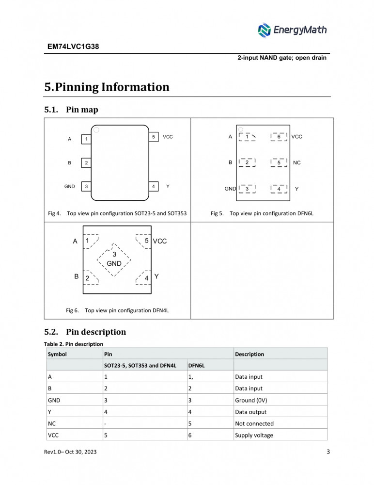 EM74LVC1G38GV datasheet page 3
