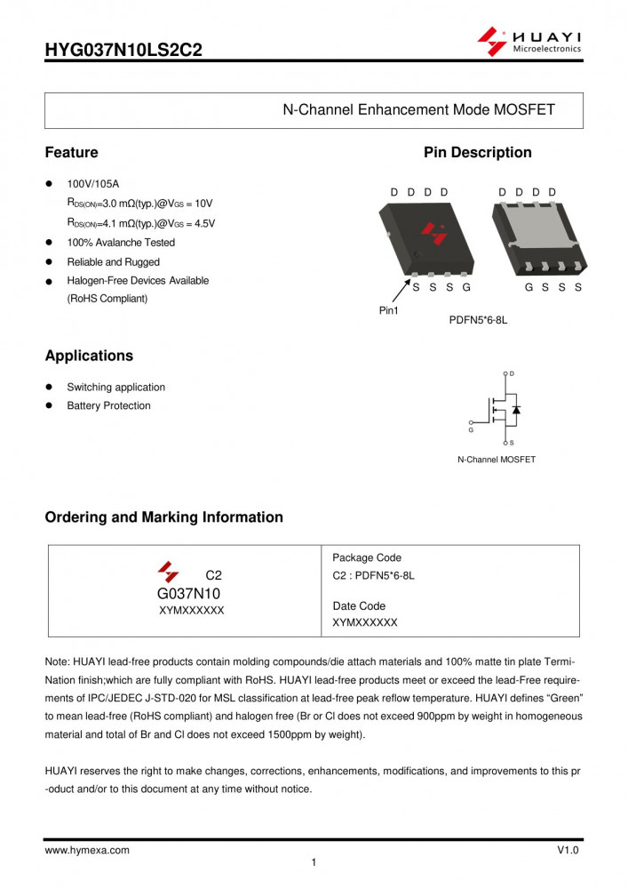 HYG037N10LS2C2 datasheet page 1