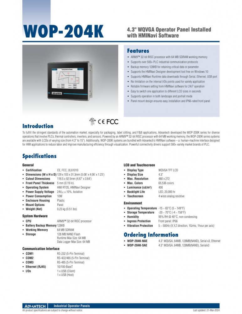 WOP-204K product document page 1