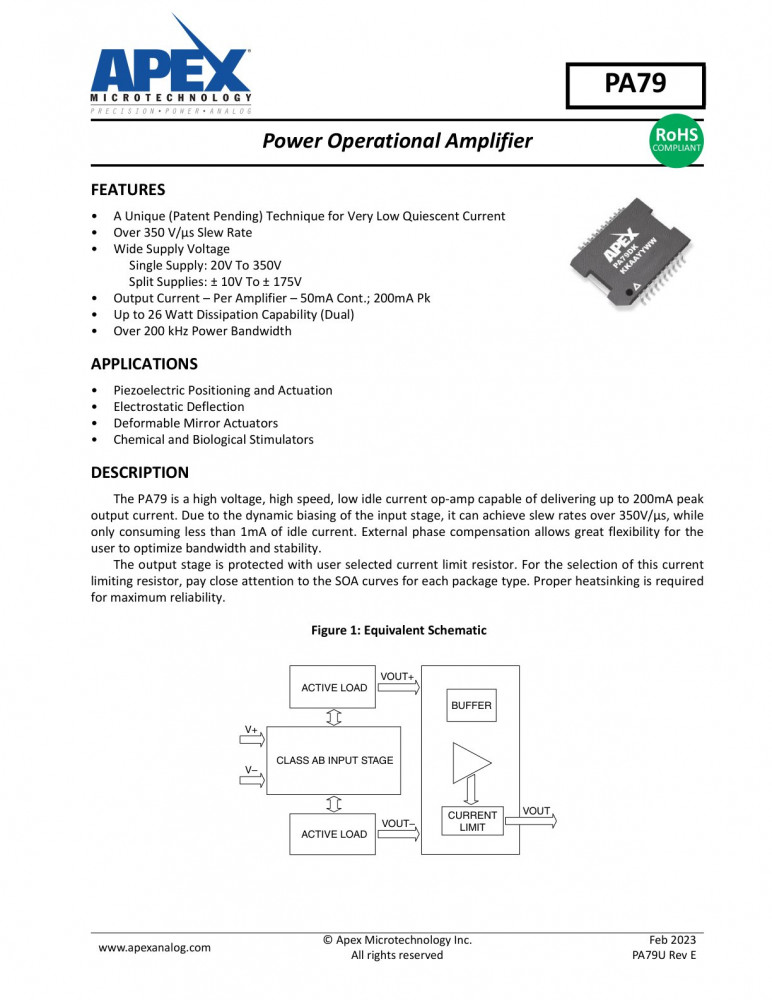 APEX PA79 datasheet page 1