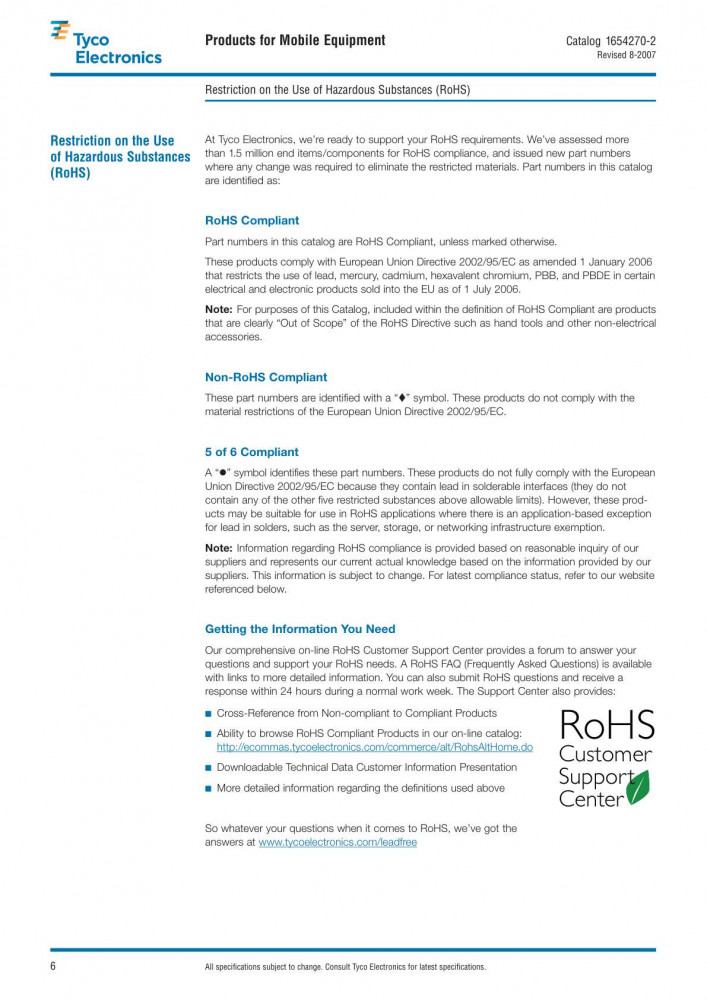 TE Connectivity product literature page 8