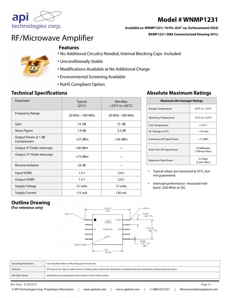 WNMP1231 datasheet page 1