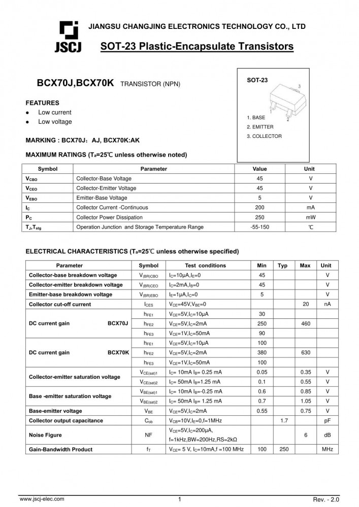 BCX70K datasheet page 1