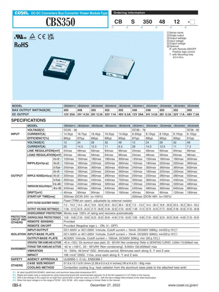 Cosel CBS-series datasheet page 8
