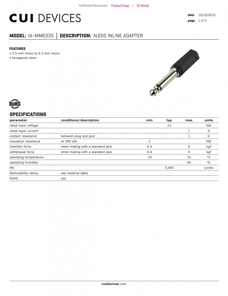 IA-MM6335 datasheet page 1
