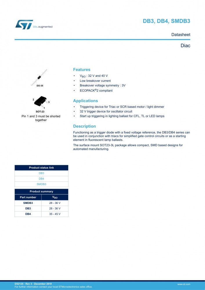 DB4 datasheet page 1