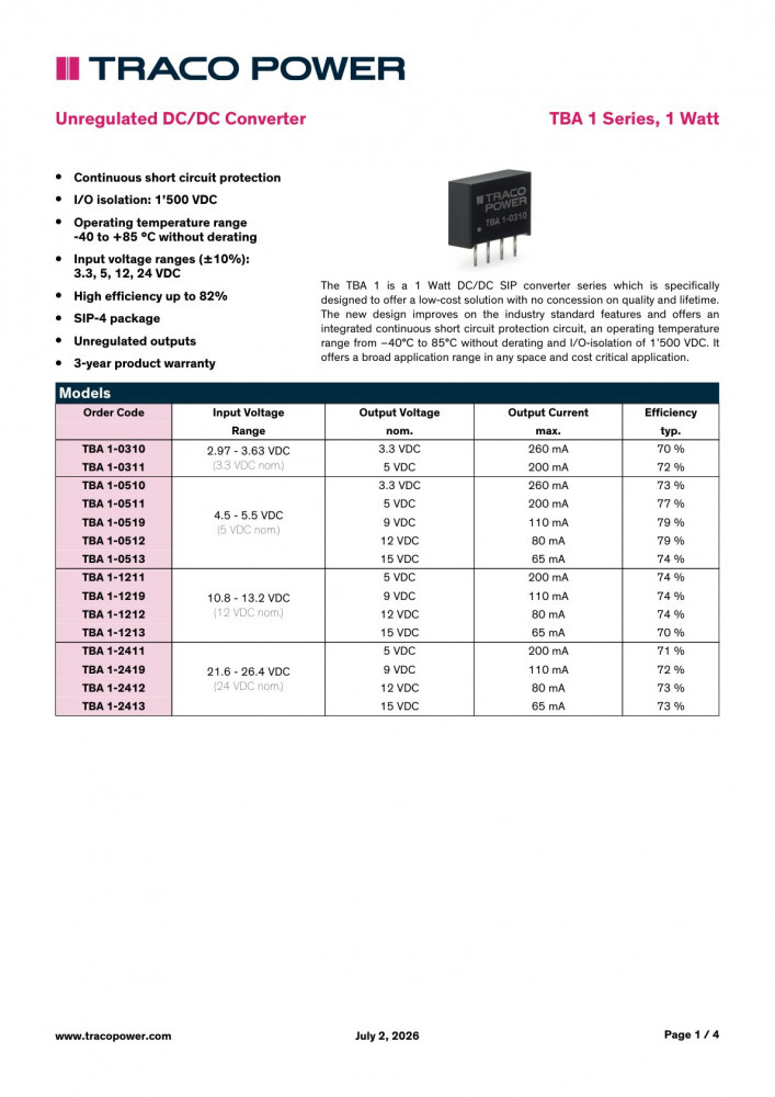TBA 1 series document preview, page 1