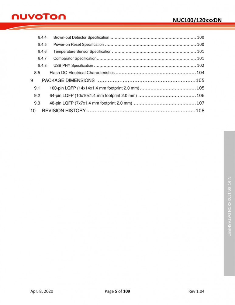 NUC100 datasheet page 5