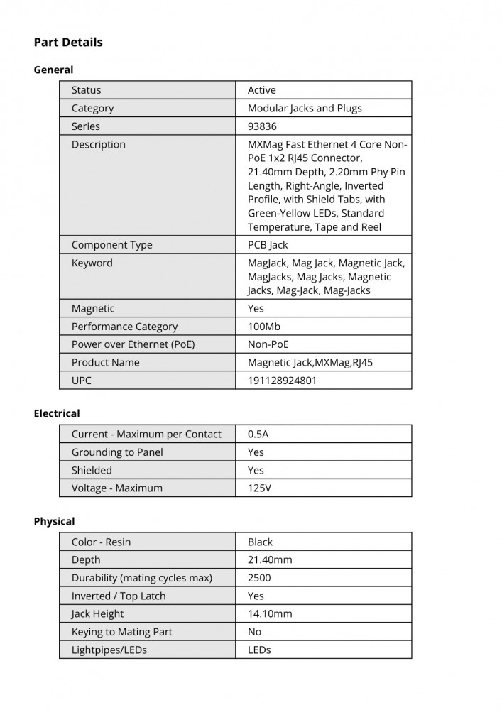Technical document page 2 for MOLEX 938363026