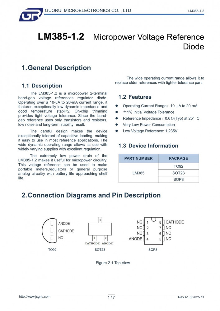 LM385-1.2 datasheet page 1