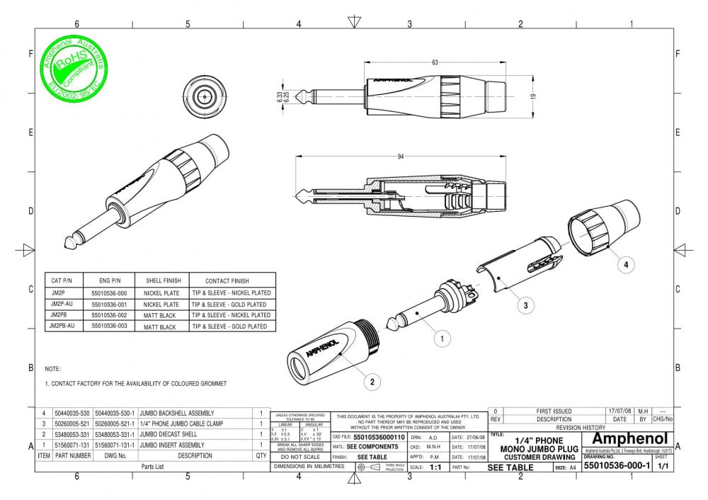 Amphenol JM2P technical document page 1