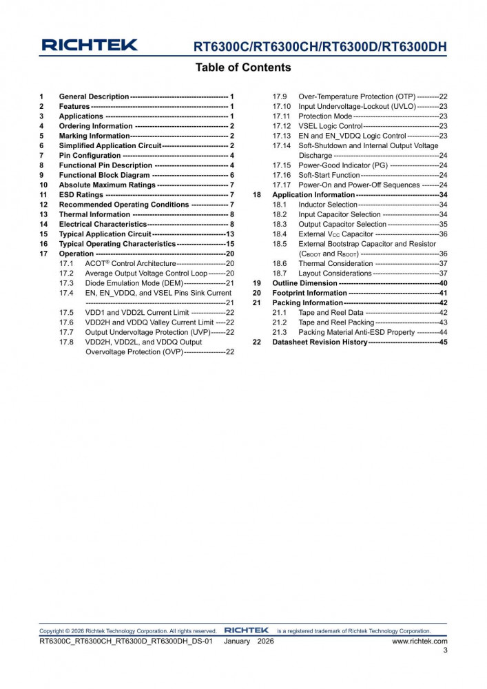 RT6300 family datasheet preview, page 3