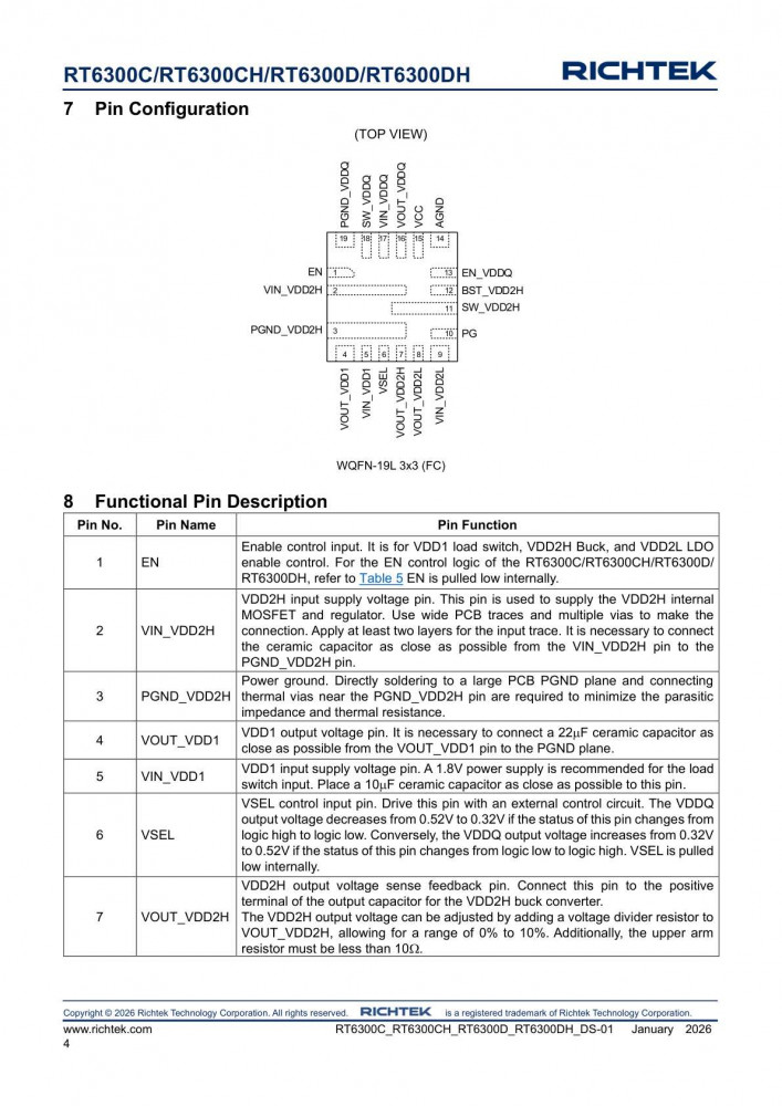 RT6300 family datasheet preview, page 4