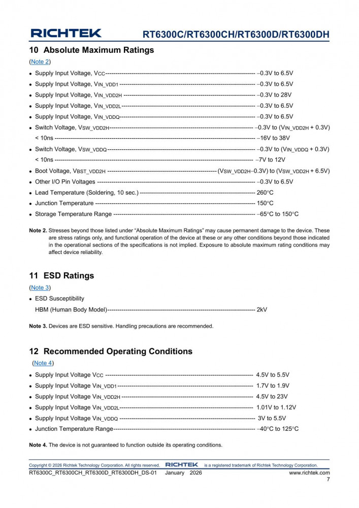 RT6300 family datasheet preview, page 7