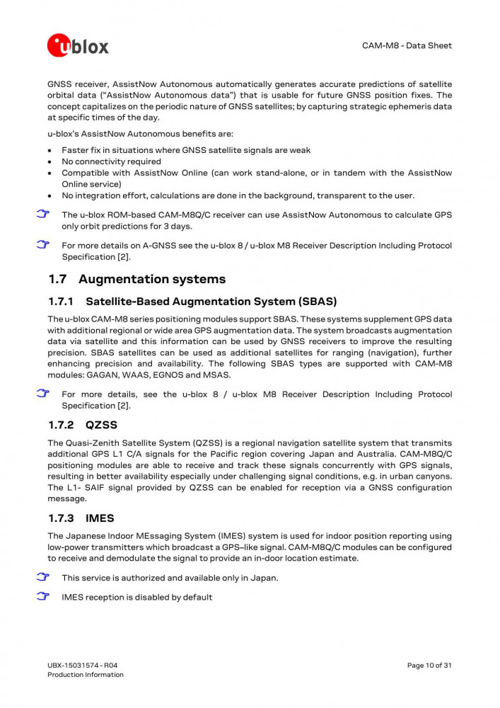 CAM-M8 datasheet page 10
