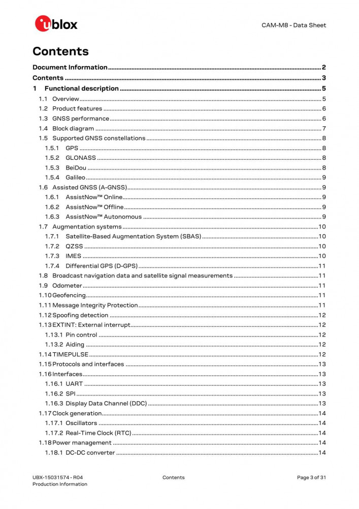 CAM-M8 datasheet page 3