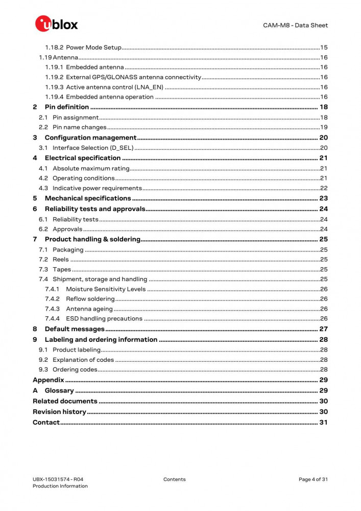 CAM-M8 datasheet page 4