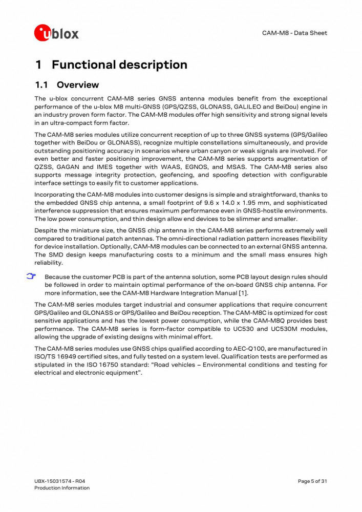 CAM-M8 datasheet page 5