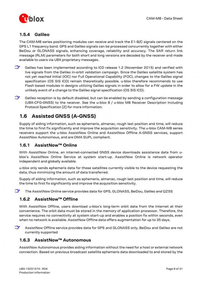 CAM-M8 datasheet page 9