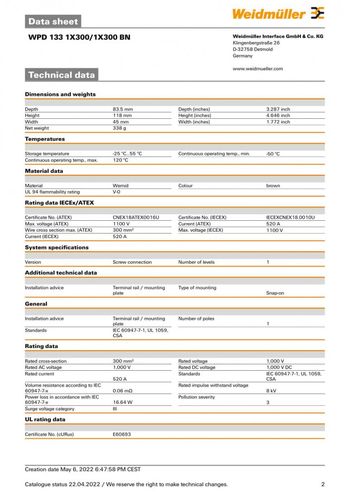 WPD 133 product documentation page 2