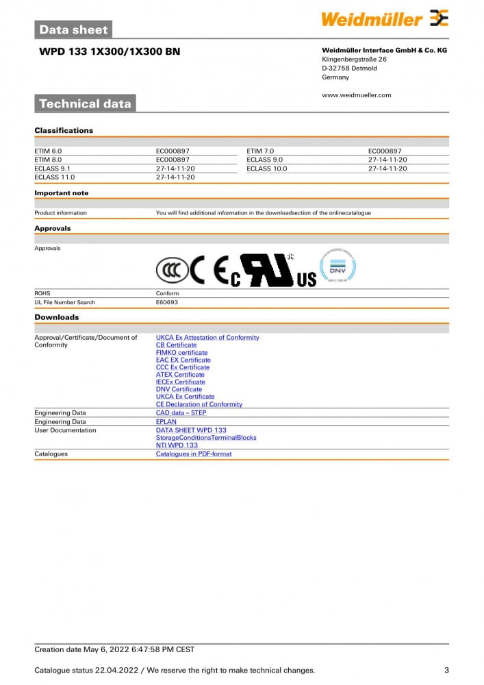 WPD 133 product documentation page 3