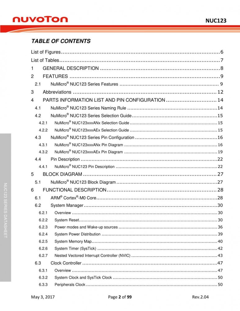 NUC123 datasheet page 2