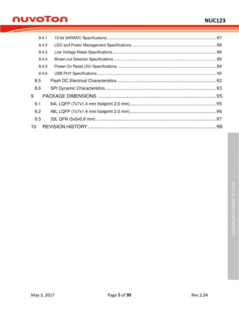 NUC123 datasheet page 5