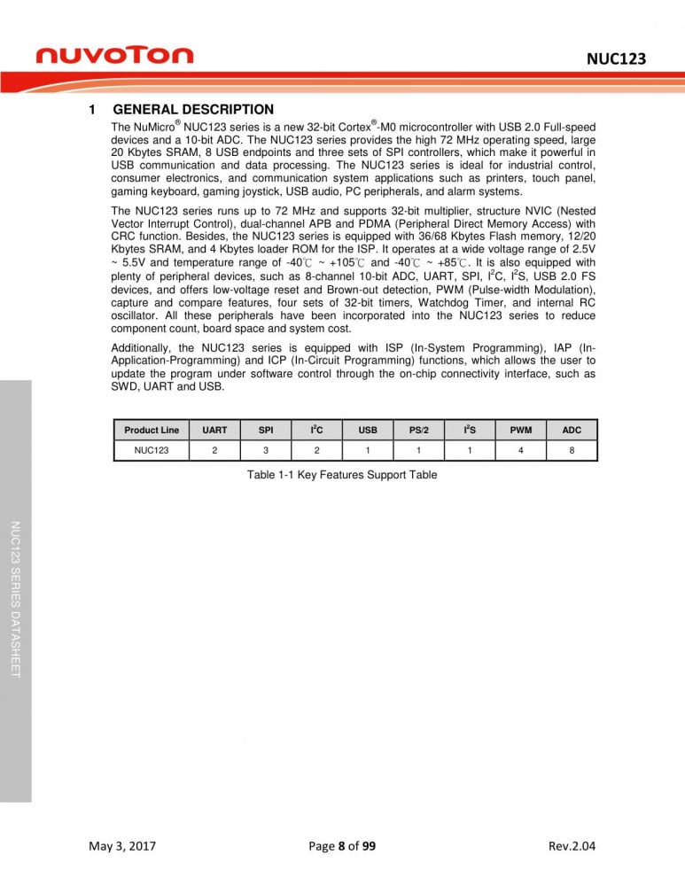 NUC123 datasheet page 8