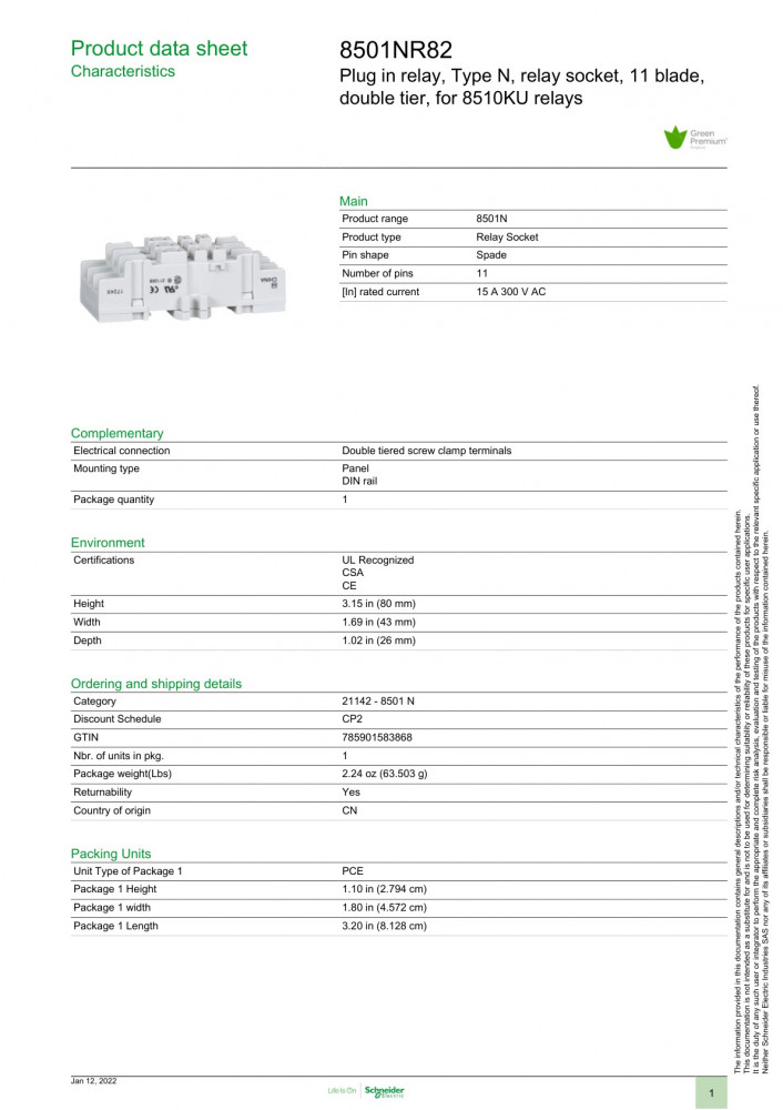 8501NR82 technical document page 1