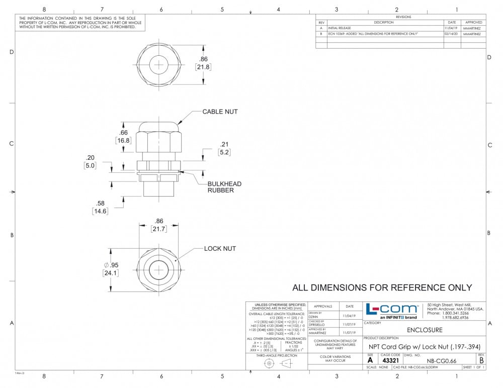 L-com NB-CG0.66 technical drawing