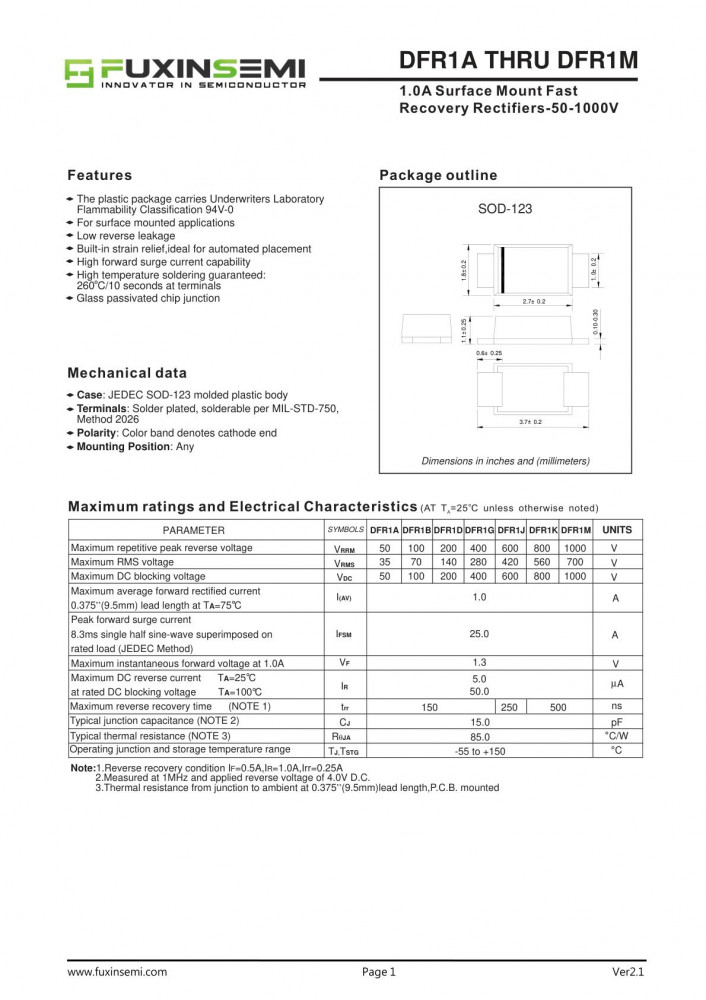 DFR1M datasheet page 1