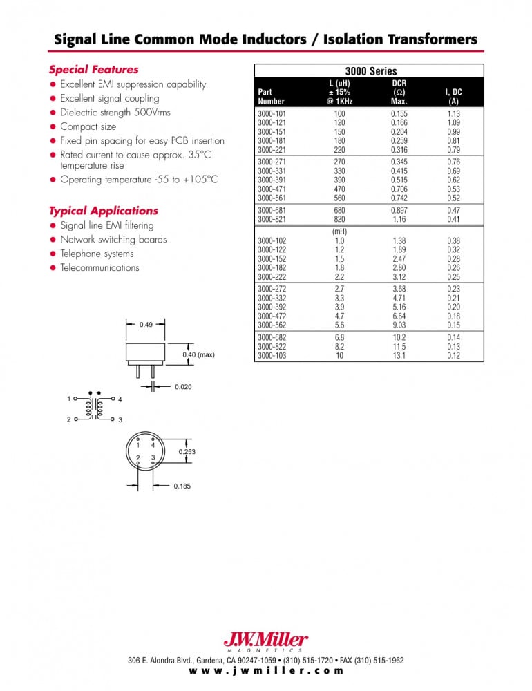 BOURNS 3000 Series technical document page 1