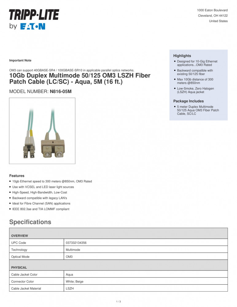 N816-05M technical document page 1