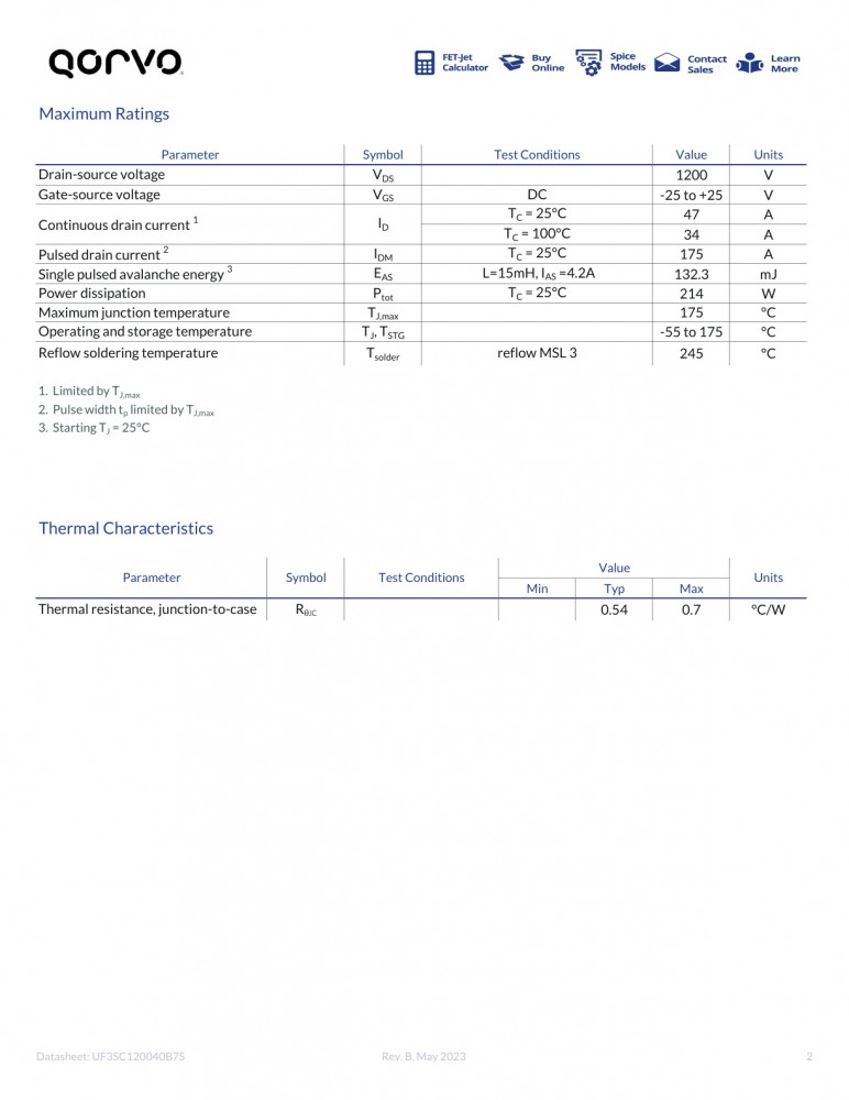 UF3SC120040B7S datasheet page 2