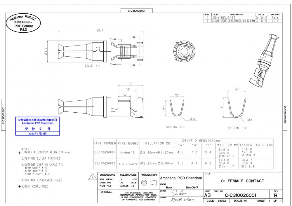 Amphenol C310026003 technical document preview