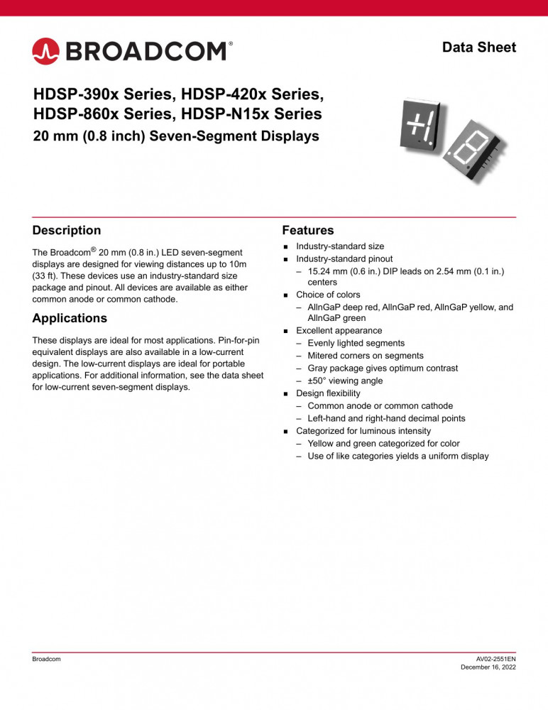HDSP-3903 datasheet page 1