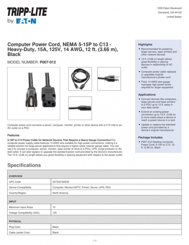 P007-012 technical document page 1