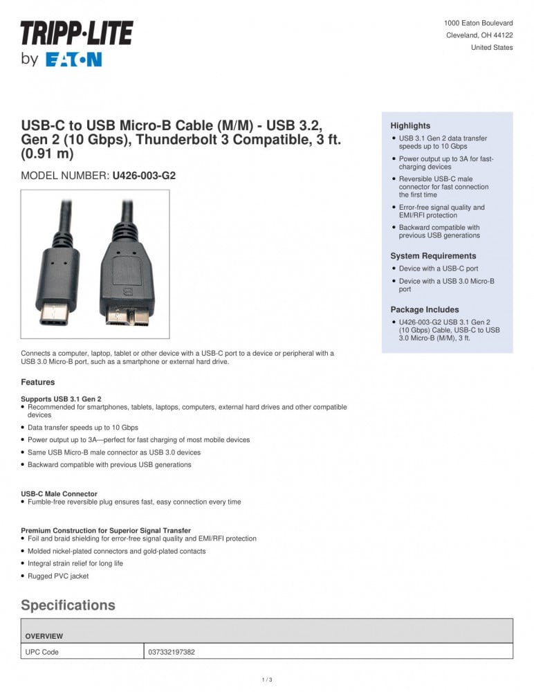 U426-003-G2 technical document page 1